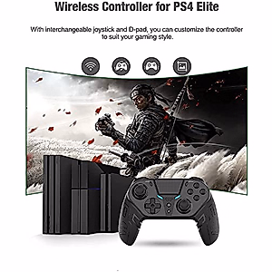 COWBOX 【2021 Upgraded Version】 Wireless P4 Controller with 3 Programmable Back Buttons and 1 Sensitivity-Control Back Button, Game Controller Remote with Turbo/Gyro/HD Dual Vibration/Touch Panel/LED