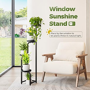 Bamworld Tall Plant Stand Indoor Outdoor, Corner Metal Flower Pot Stands for Multiple Plants, 4 Tier Heavy Duty Plant Shelf for Patio Garden Balcony Living Room Bedroom