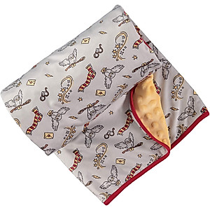 Harry Potter Baby Boys Blanket, Hat, and Socks Set Baby Plush Polar Fleece Blanket 35x35 Baby Gifts (Red/Yellow/Grey, 0-12 Months)