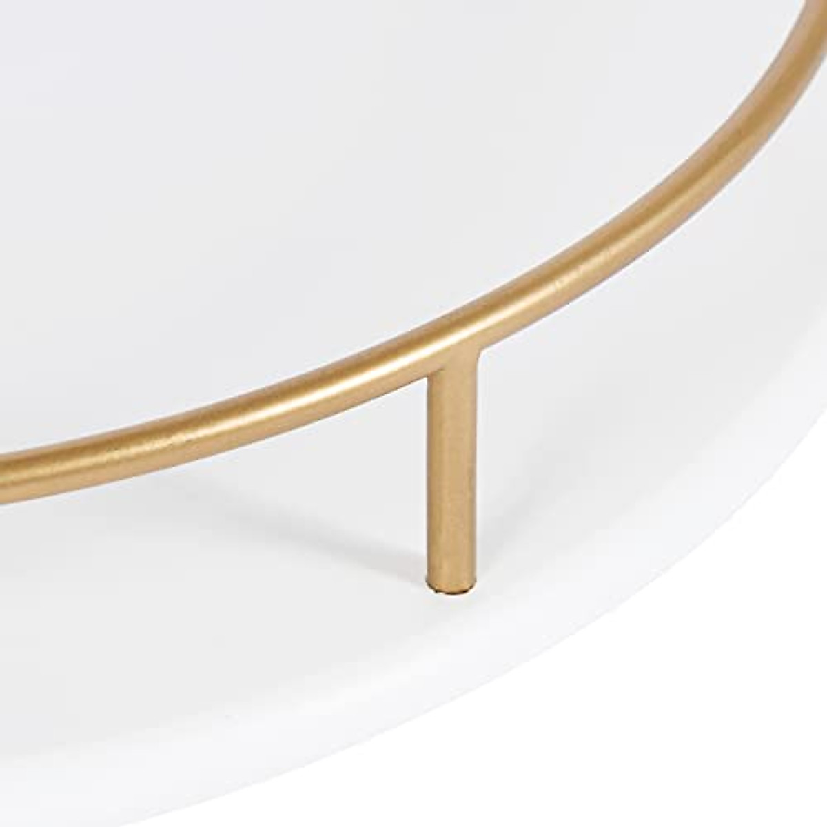 Kate and Laurel Camryn Boho Half Moon Wall Shelf Set, Set of 2, White and Gold, Decorative Bohemian Half Circle Shelf for Household Storage and Boho Decor