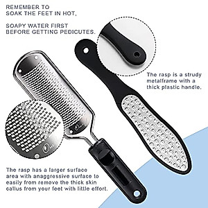 Oneleaf 2PCS Professional Pedicure Rasp Foot File Cracked Skin Corns Callus Remover for Extra Smooth and Beauty Foot (Black) (Black)