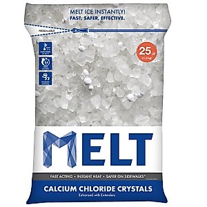 Snow Joe MELT25CC Melt Calcium Chloride Crystals Ice Melter, 25 lb Bag, White