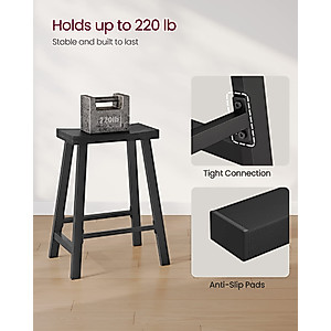 VASAGLE Bar Stools, Set of 2 Bar Chairs, Kitchen Breakfast Bar Stools with Footrest, 23.6 Inches High, Industrial in Living Room, Party Room, Black ULBC074B56