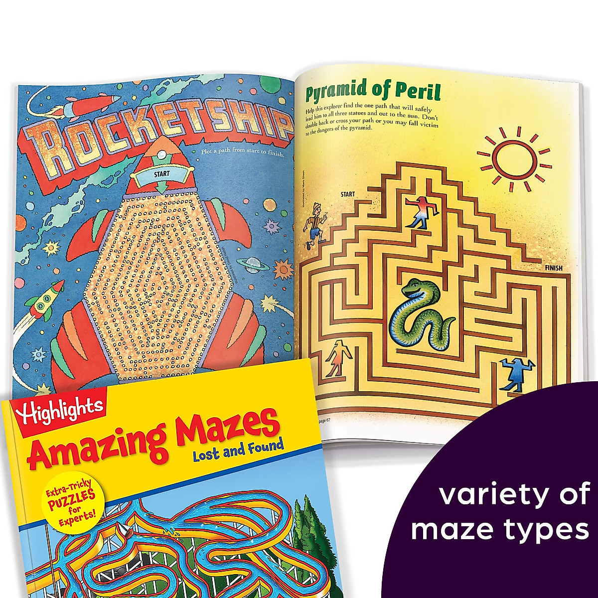 Highlights Amazing Mazes Expert Maze Books for Kids Ages 6 and Up, 144 Pages, 2-Pack of Activity Books for Kids, Screen Free Fun and Challenging Mazes for Kids