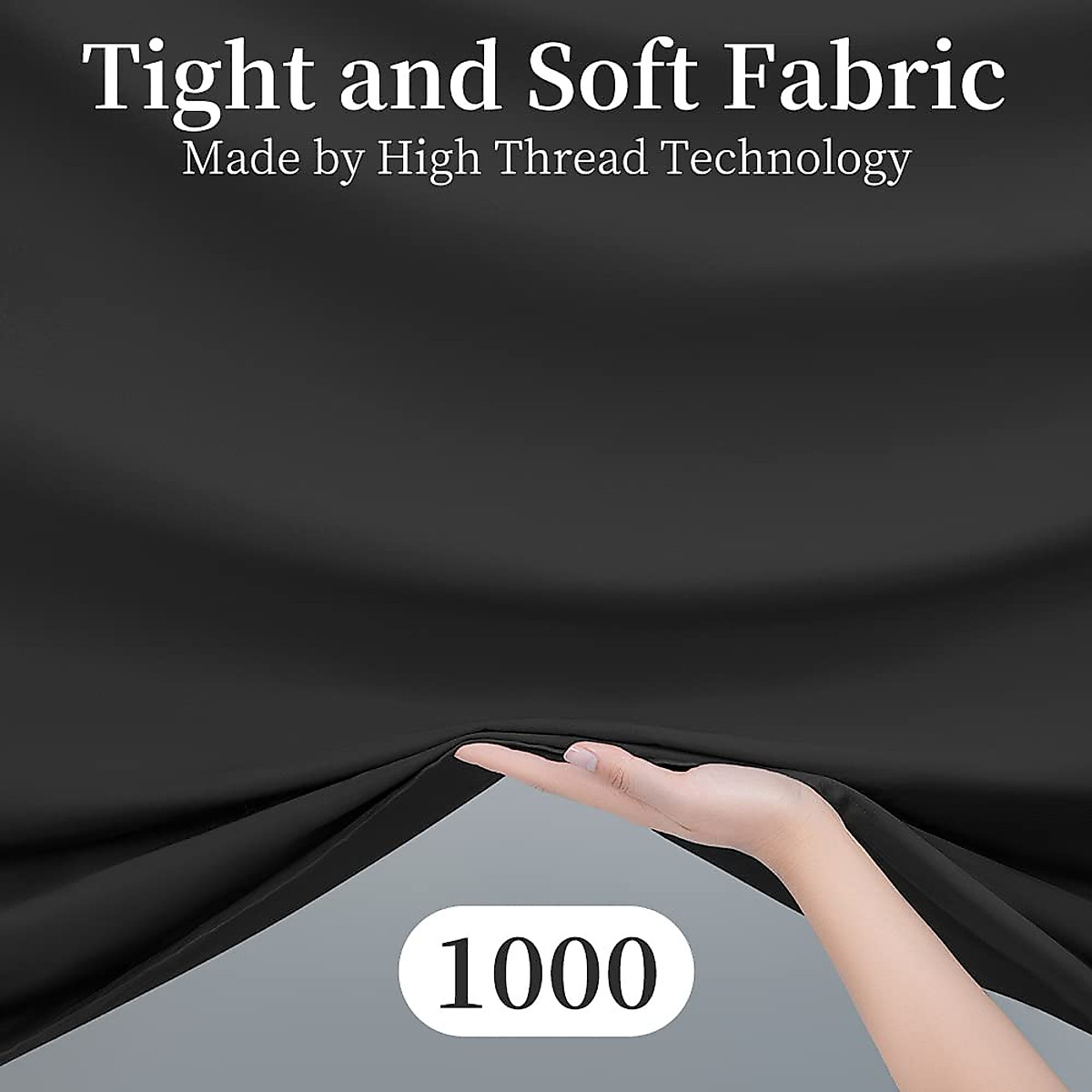 Shilucheng 100% Cotton Sheets Set - 1000 Thread Count，Luxury Egyptian Cotton Bed Sheets，Breathable & Cooling Bedding and Pillow Cases, 16 Inch Deep Pocket - 4 Piece (Black, Full)