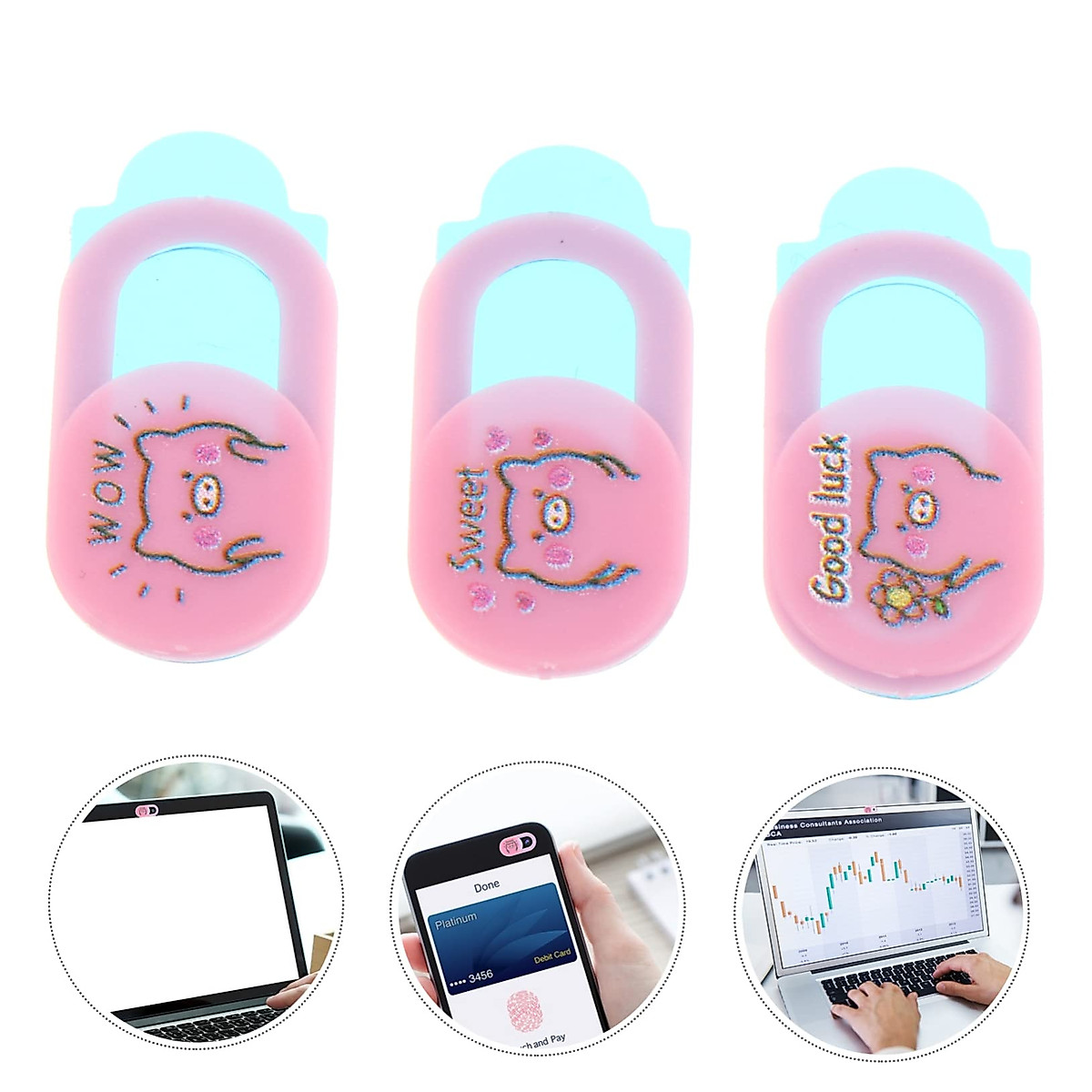 KOMBIUDA 3pcs Camera Privacy Cover Premium Webcam Cover Camera Cover Privacy Sticker Webcam Privacy Cover Phone Computer Pig Webcam Cover Pig Computer Phone Webcam Cover Webcam Protector