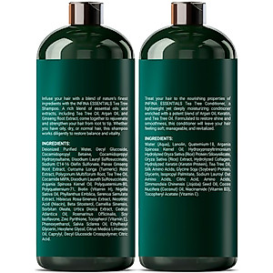 Tea Tree Shampoo and Conditioner Set - Deep Cleansing, Strengthening and Shine-Boosting Formula for Dry Scalp - For Men & Women - 16 fl oz each