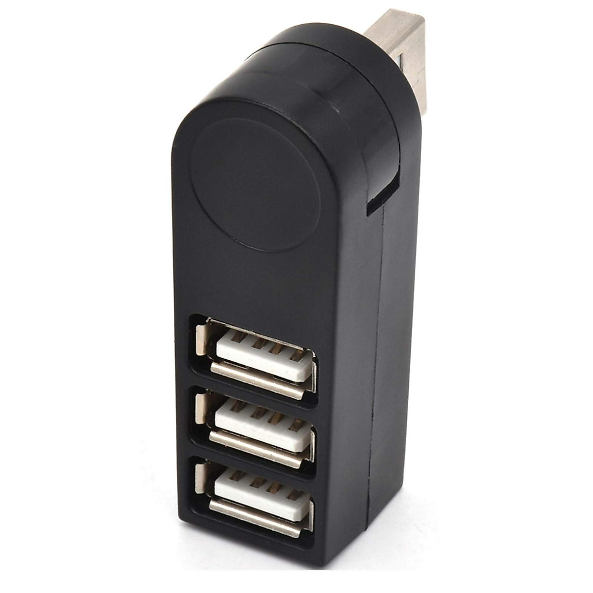 3 Ports USB 2.0 Rotatable HUB, USB to 3USB Converter 90° 180° 270° Degree for PC Laptop Notebook Tablet (Black)