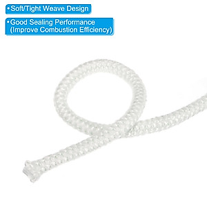 PATIKIL 1/4"x 86" Wood Stove Gasket, Fiberglass Round High-Temperature Resistance Seal Rope Replacement for Stoves Fireplace Door, White