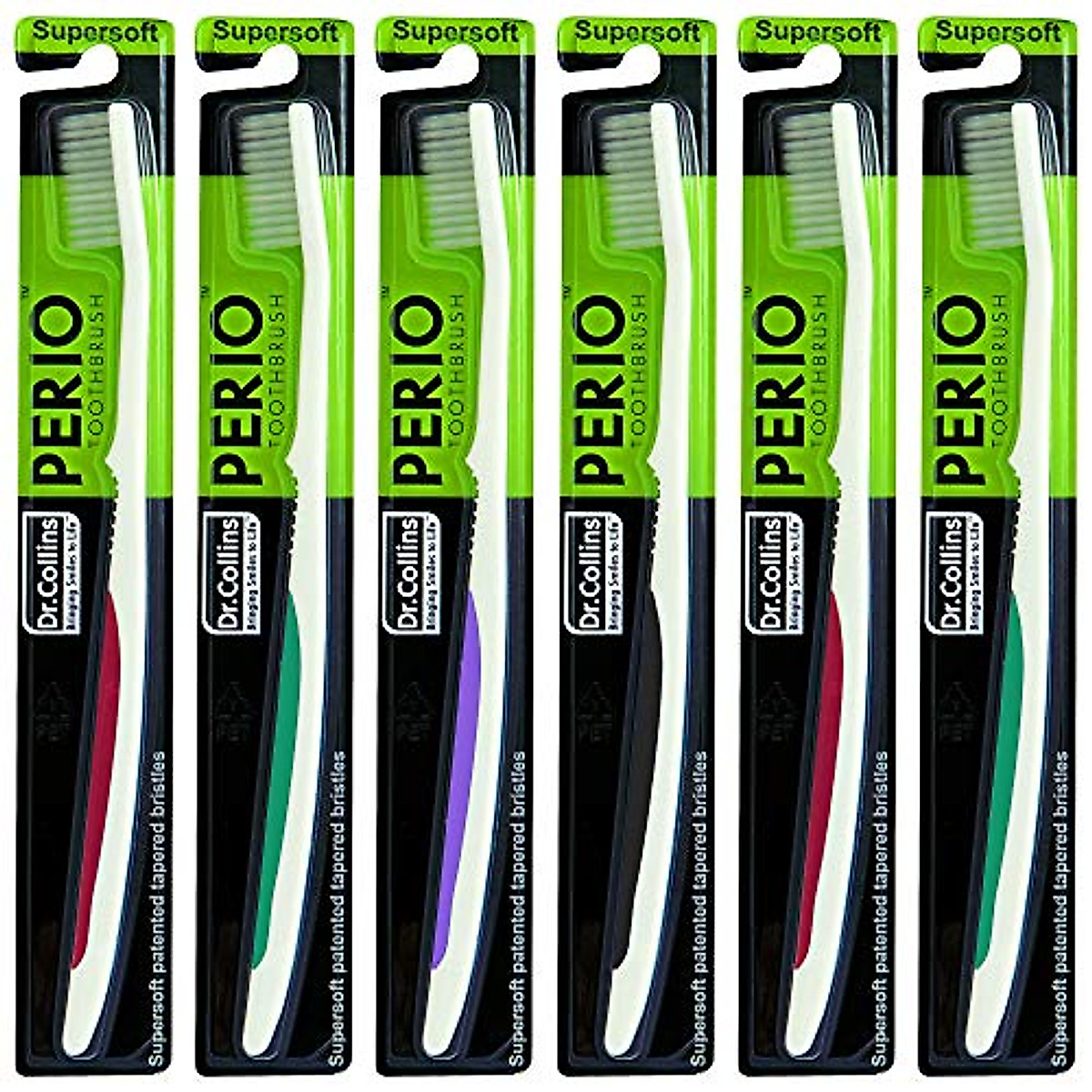 Dr. Collins Perio Toothbrush, (Colors Vary) (Pack of 6)