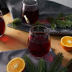 Waipfaru Wine Glasses, 15 oz Stemless Wine Glasses, Set of 4 Glasses for Red or White Wine, Durable Clear Drinking Glasses, Short Wine Tumblers for Gifts, Party, Home, Office, Bars