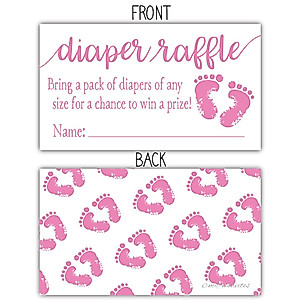 50 Pink Baby Feet Diaper Raffle Tickets - Girl Baby Shower Game