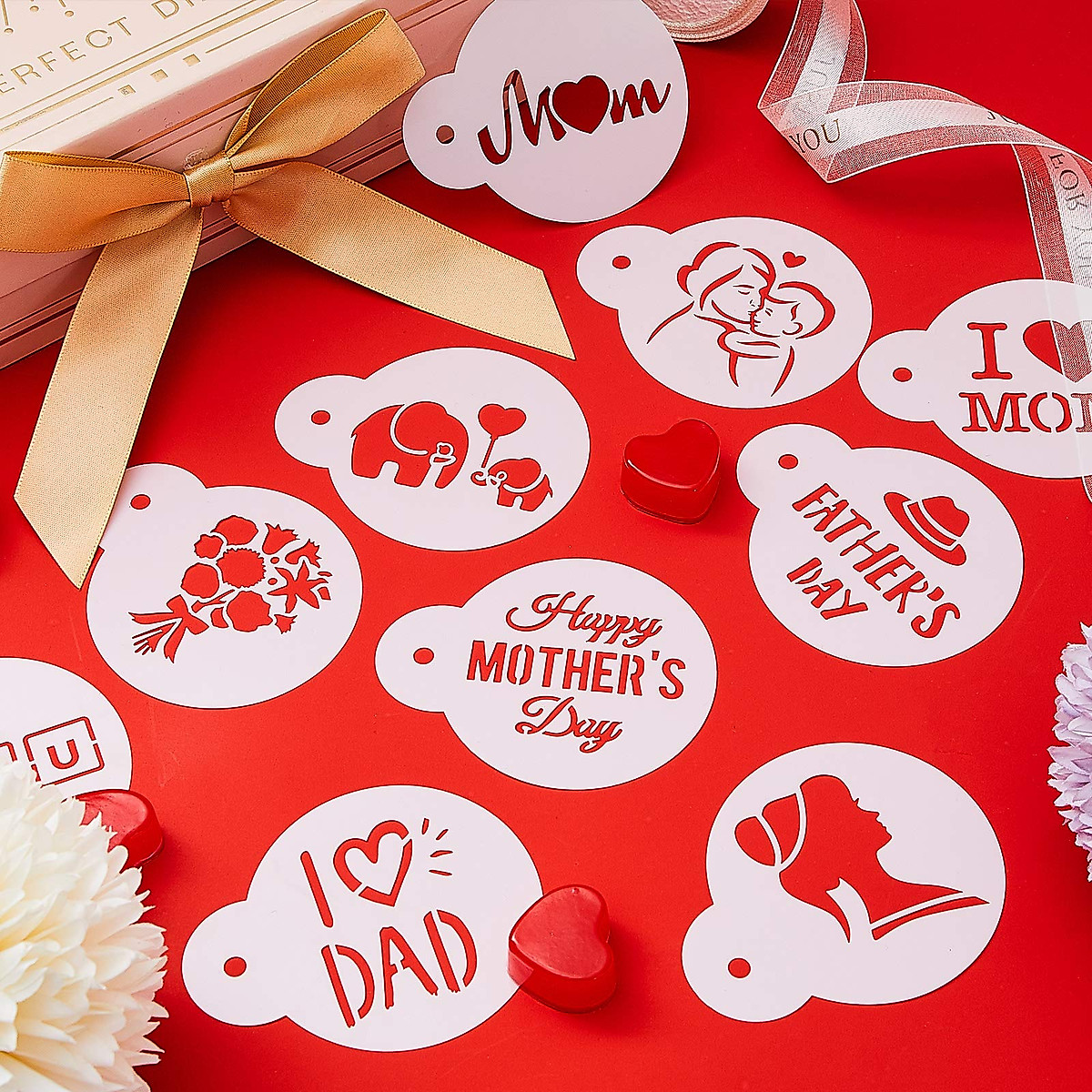 20 Pieces Father's Day Cookie Stencil Set Reusable Cake Baking Templates for Cookie Cupcake Fondant DIY Crafts Theme Party Decoration Supplies