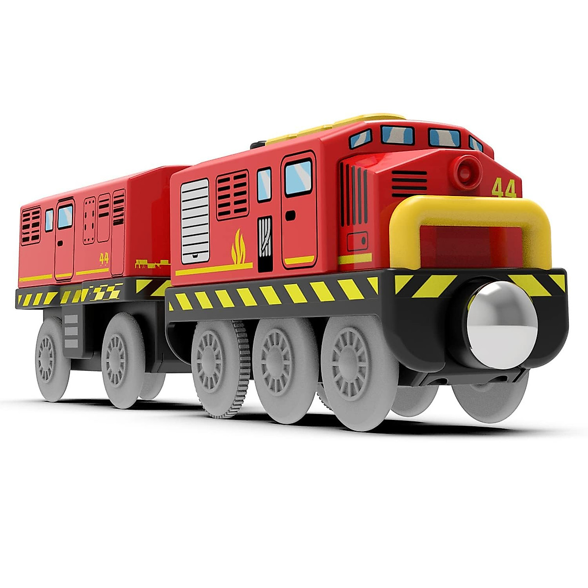 Wooden Train Track Accessories Battery Operated Locomotive Train, Motorized Train for Toddlers with Magnetic Connection, Powerful Engine Train Vehicles (Red Battery Operated Train with Lights)