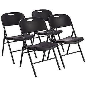 Amazon Basics Folding Plastic Chair, 350-Pound Capacity, Black, 4-Pack
