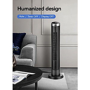 OmniBreeze Digital Electric Tower Fan, with Remote Control, LED Display, Standing Bladeless Floor Fans Cooling and Quite Indoor Living Room Bedroom use (40 Inch)