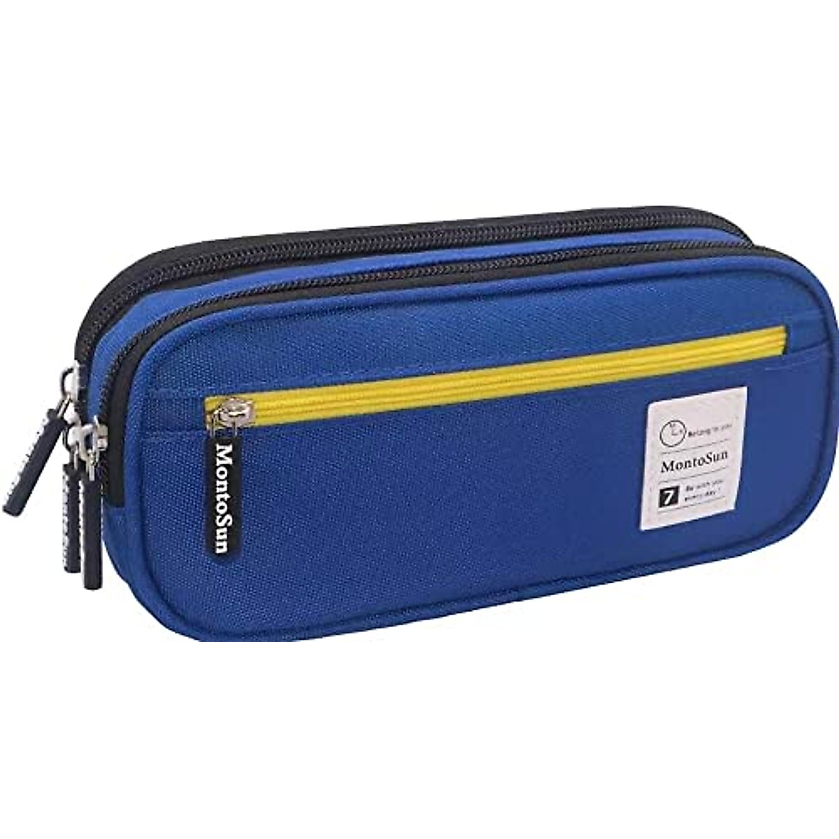 MontoSun Pencil Case Pen Bag, Big Capacity Pencil Bag Pencil Pouch with Durable Zippers Multi Compartments Pen Case Desk Organizer for Office School Supplies (Dark Blue)