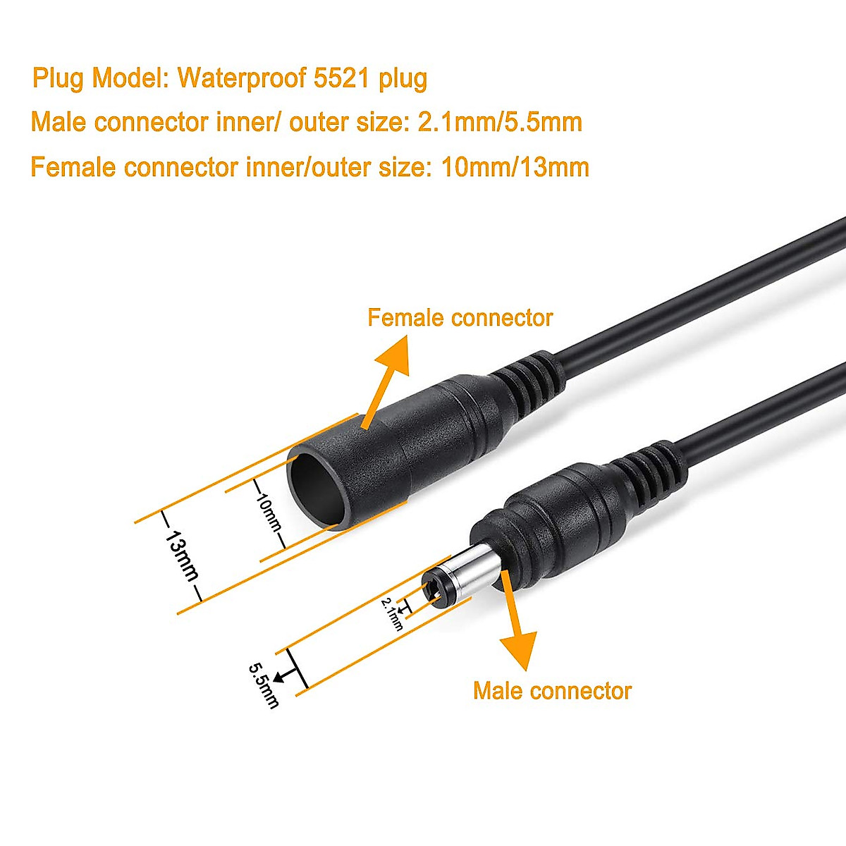 Solar Extension Cable Waterproof IP65 16ft Extension Cord Only Suit for Solar Flood Light Solar Spotlights