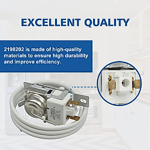 2198202 Refrigerator Cold Control Thermostat Replacement Compatible Whirlpool Kenmore 2161284 2198201 PS11739232 AP6006166 WP2198202