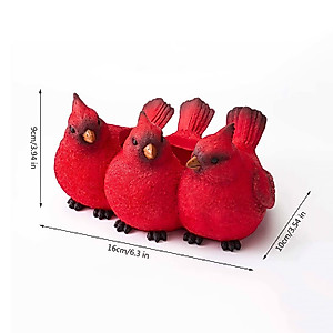 8.3 and 6.3 Inch Plant Pot, Triplets Planter, Indoor/Outdoor Red Birds Triplets Decorative Resin Planter for Flowers, Modern Decorative Flower Pot Plant Container for Home Garden Plant (Cardinal)