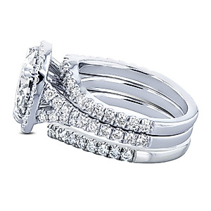 Kobelli Cushion Forever One Moissanite Halo Bridal Rings 4 CTW CTW Platinum (3 Piece Set) - 5.5