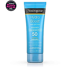 Neutrogena Hydro Boost Moisturizing Water Gel Sunscreen Lotion with Broad Spectrum SPF 50, Water-Resistant & Non-Greasy Hydrating Sunscreen Lotion, Oil-Free, 3 fl. oz (Pack of 3)