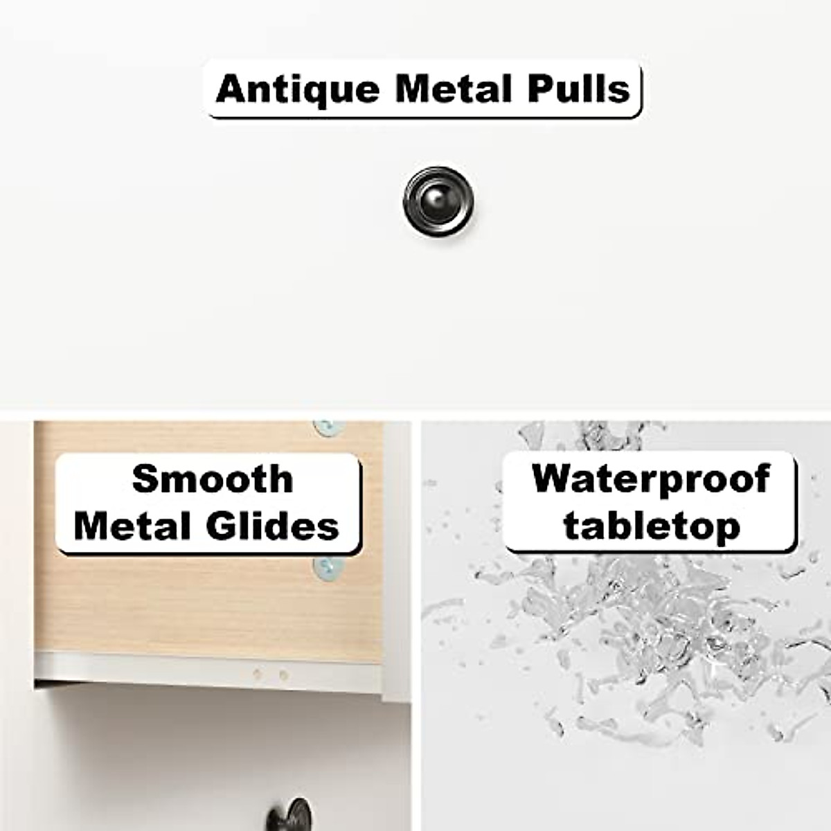 LYNSOM Dresser for Bedroom, Modern White Dresser with Deep Drawers, 6 Drawer Double Dresser with Black Knobs and Solid Wood Legs