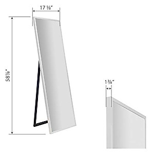 Everly Hart Collection Gallery Solutions 58” L x 17.5”W Framed Free Standing Full Length Mirror with Easel, White