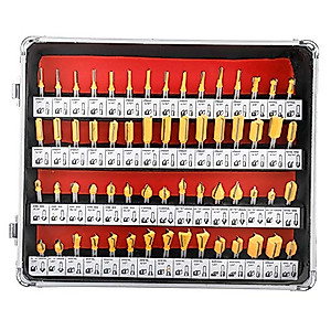 8milelake 100 pcs 1/4inches Shank Router Bit Set Tungsten Carbide Tips Woodworking Kit, Dovetails, Slot Cutters & Straight Router