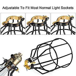 Kohree Metal Bulb Guard Lamp Cage, for Pendant Light, 32-42mm Lamp Base, Ceiling Fan Light Bulb Covers Vintage Open Style Industrial Grade Adjustable 4 Packs(Cage ONLY)