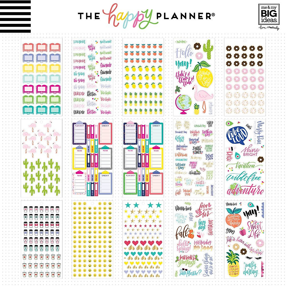 me & my BIG ideas Sticker Value Pack - The Happy Planner Scrapbooking Supplies - Multi-Color & Gold Foil - Great for Projects, Scrapbooks & Albums - 30 Sheets, 1016 Stickers Total