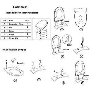 Toilet Seat will Slow Close Modern Lid Toilet Covers White D-Shape Easy Clean & Fix Adjustable Hinges Seat Quick Release Loo - Installation Tool fixtures Included