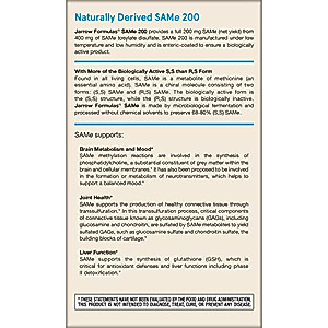 Jarrow Formulas Same 200 mg - 60 Tablets - Highest Concentration of Active S,S Form - Supports Joint Health, Liver Function, Brain Metabolism & Antioxidant Defense - 60 Servings