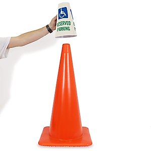 SmartSign “Reserved Parking with Handicapped Symbol” Bright Reflective Cone Message Sleeve, [Cone Not Included]