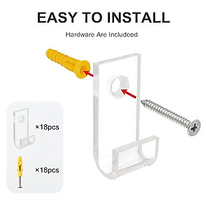 BiJun Vinyl Record Display Shelf Wall Mount, 18 Pack Minimalist Acrylic Vinyl Holder Wall Display Stand Record Album Shelves Wall Mounted Display for LP, CD, Card Collection, Magazine in Office Home