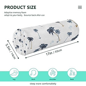 JUNZAN Topical Palm Trees Bolster Pillows for Bed Cylinder Neck Roll Pillow Round Pillows for Chairs for Cervical Support Neck Cushion