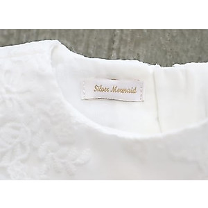 Silver Mermaid Baby Girls Floral Embroidery Baptism Christening Dress Special Occasion Formal Gown Outfit(3M,Ivory White)