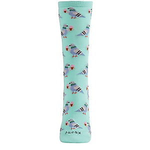 MeMoi Feed the NYC Pigeons Rayon Blend Crew Socks Seafoam 9-11