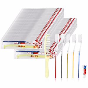 Xuezoioy Travel Toothbrushes Kit,25 Pack Individually Wrapped Disposable Toothbrushes with Toothpaste and Hair Combs Travel Toothbrush Set for Homeless,Hotel
