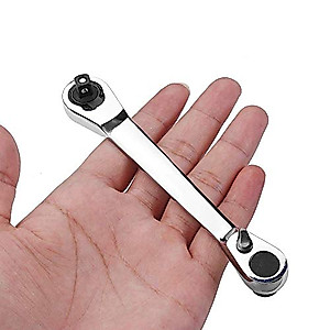Mini Double Headed Ratchet Wrench 1/4 Inch Drive Socket and Screwdriver Bit Driver Quick Release Ratchet Wrench Dual-use Spanner Multifunctional Hand Tools