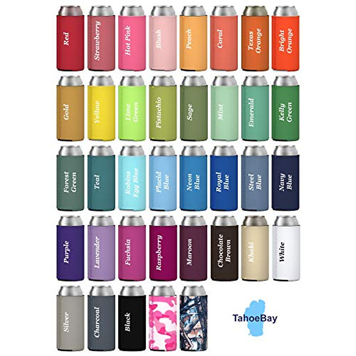 TahoeBay Slim Can Coolers (12-Pack) Blank Neoprene Beer Sleeves (Blush)