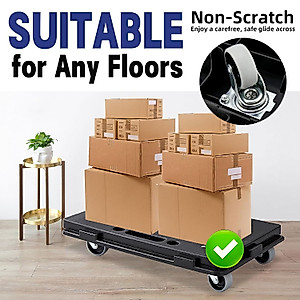 okkoCoin Furniture Dolly, Moving Dolly Furniture Mover 4 Wheels Heavy Duty Small Flat Dolly Cart Portable Dollies with Wheels 2 Pack,16.3 x 11.4 inch 500 Lbs Capacity Each Count, Black