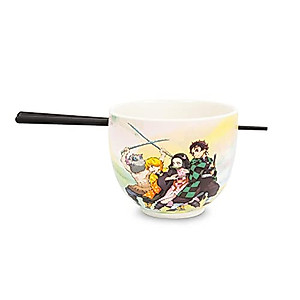 Toynk Demon Slayer Cast Japanese Dinnerware Set | 18-Ounce Ramen Bowl with Chopsticks