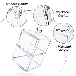 HAIJSEVR Square Stackable Organizer, Clear Acrylic Canister Set, Double Layer Storage Box, Cotton Ball Pad Swab Dispenser Holder, Make Up Pads Sponges, Hair Accessories Container