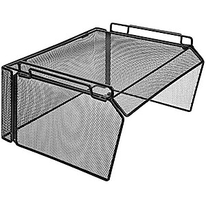 MyGift Deluxe Stackable Metal Wire Mesh Fruit & Produce Basket Rack, Kitchen Stacking Storage Bin, Set of 2