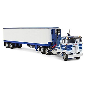 Peterbilt 352 COE 86" Sleeper Cab and Vintage 40' Refrigerated Trailer Surf Blue and White 1/64 Diecast Model by DCP/First Gear 60-1298