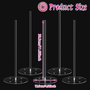 Ponpon Acrylic Donut Stand for Dessert Table, 5 Packs Clear Donuts Holder Stand Party, Donut Bagel Display Stand for Party, Wedding, Birthday, Class Reunion, 12 Inch