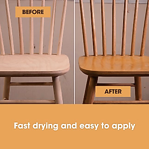 Furniture Clinic Wood Stain | Multiple Finishes | Fast Drying | Indoor and Outdoor Furniture and More | Water Based, Low Odor, Non-Toxic | Polyurethane| Teak (8.5oz / 250ml)