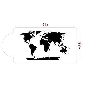 World Map Cake Stencil by Designer Stencils, Beige/semi-transparent, 4.75 x 8"