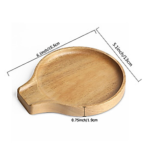 LBEMEY Acacia Wood Spoon Rest For Stove Top- Smooth Round Wooden Spoon Holder For Kitchen Counter with Non Slip Silicone Feet, Perfect Holder For Spoons,Spatulas and Tongs (Brown)